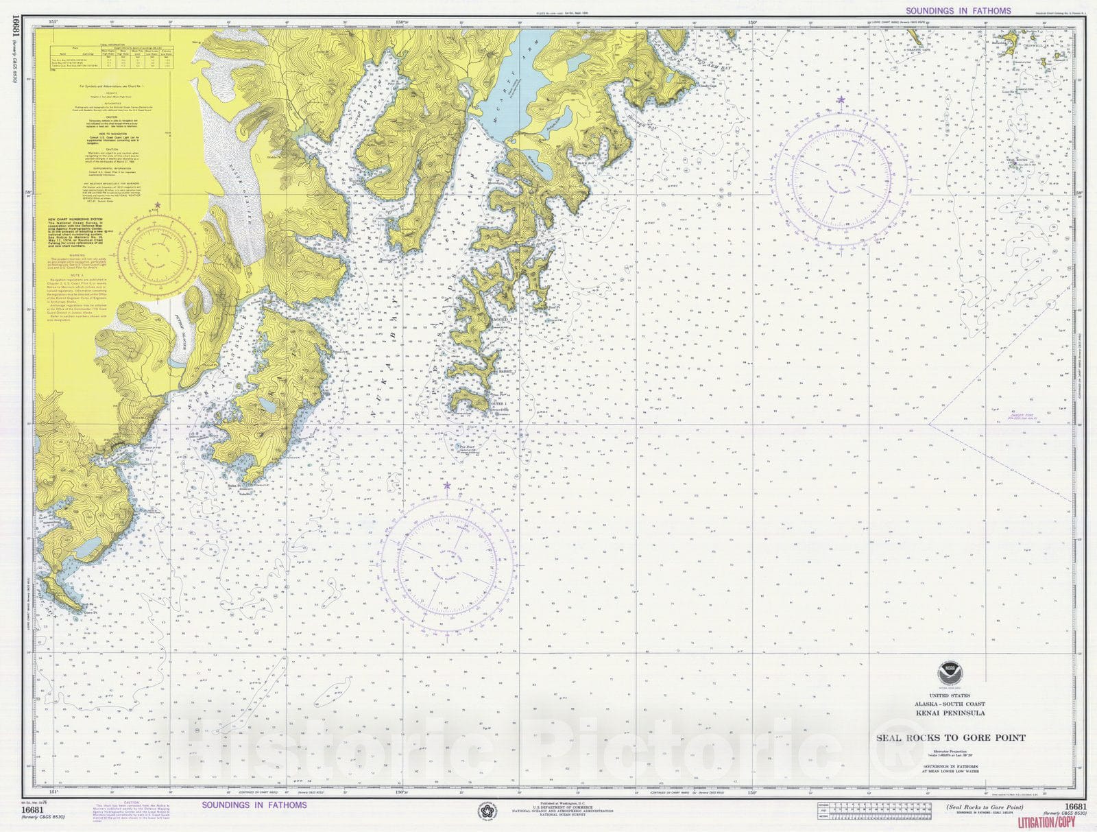 Historic Nautical Map - Seal Rocks To Gore Point, AK, 1976 NOAA Chart ...