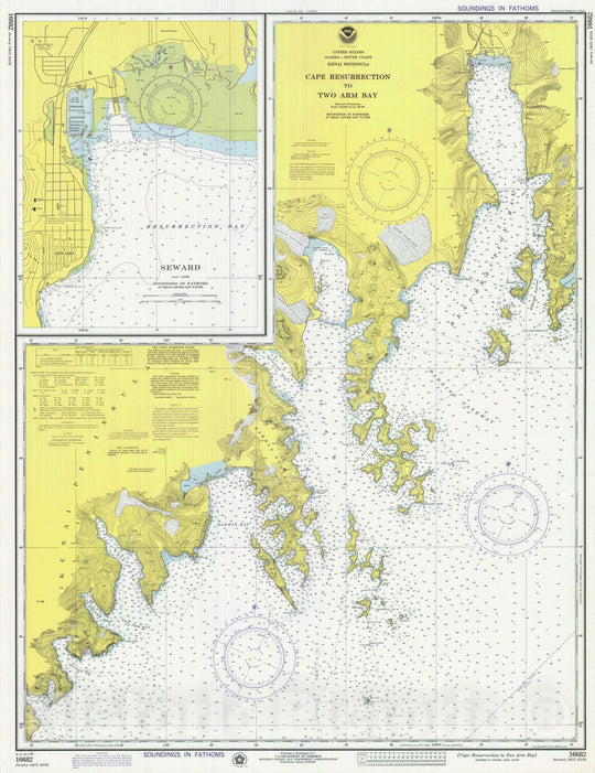 Historic Nautical Map - Cape Resurrection To Two Arm Bay, AK, 1976 NOA ...