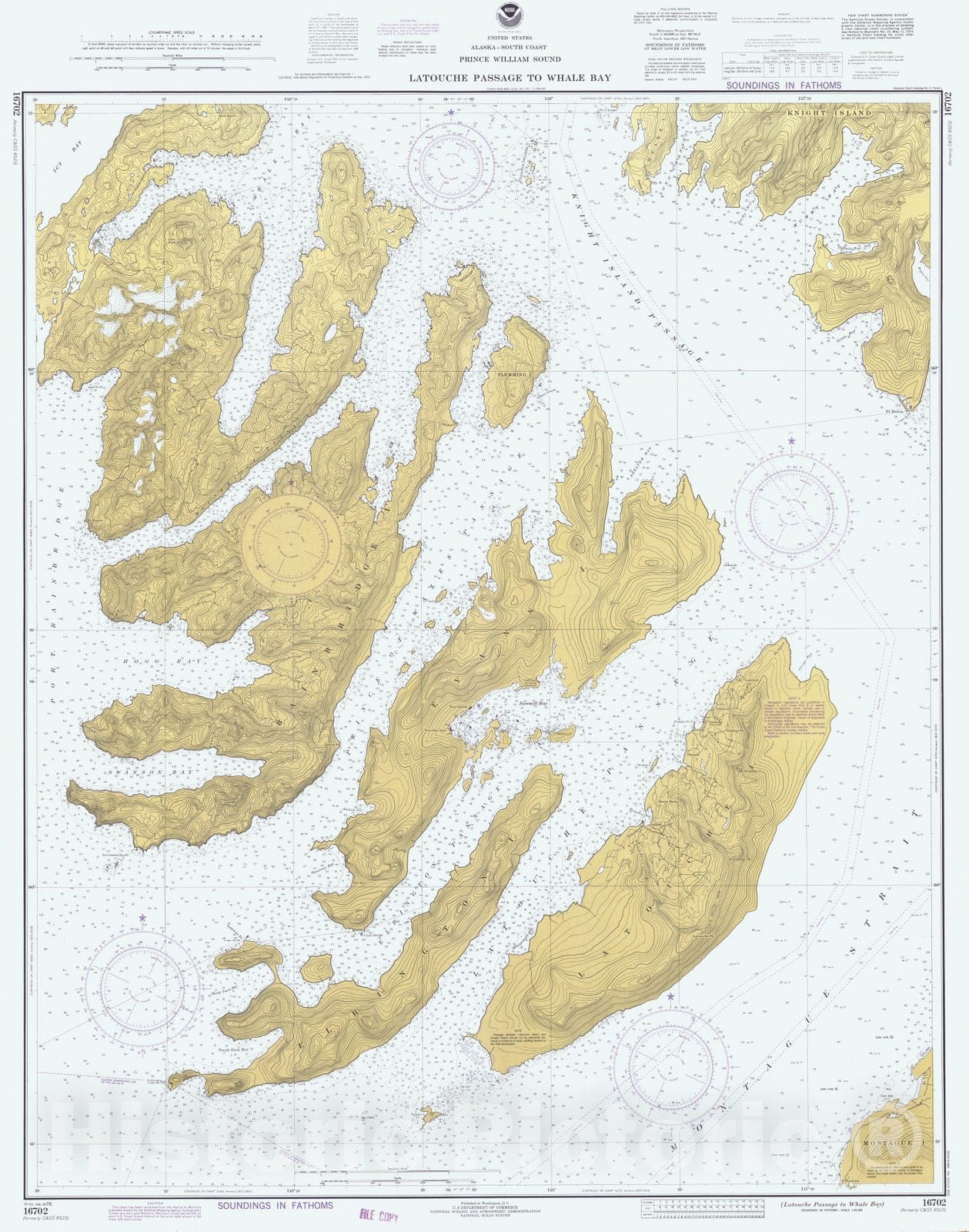 Historic Nautical Map - Latouche Passage To Whale Bay, AK, 1978 NOAA C ...
