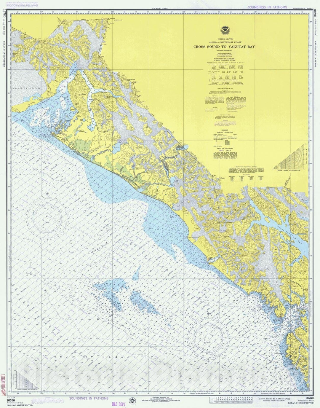 Historic Nautical Map - Cross Sound To Yakutat Bay, AK, 1976 NOAA Char ...
