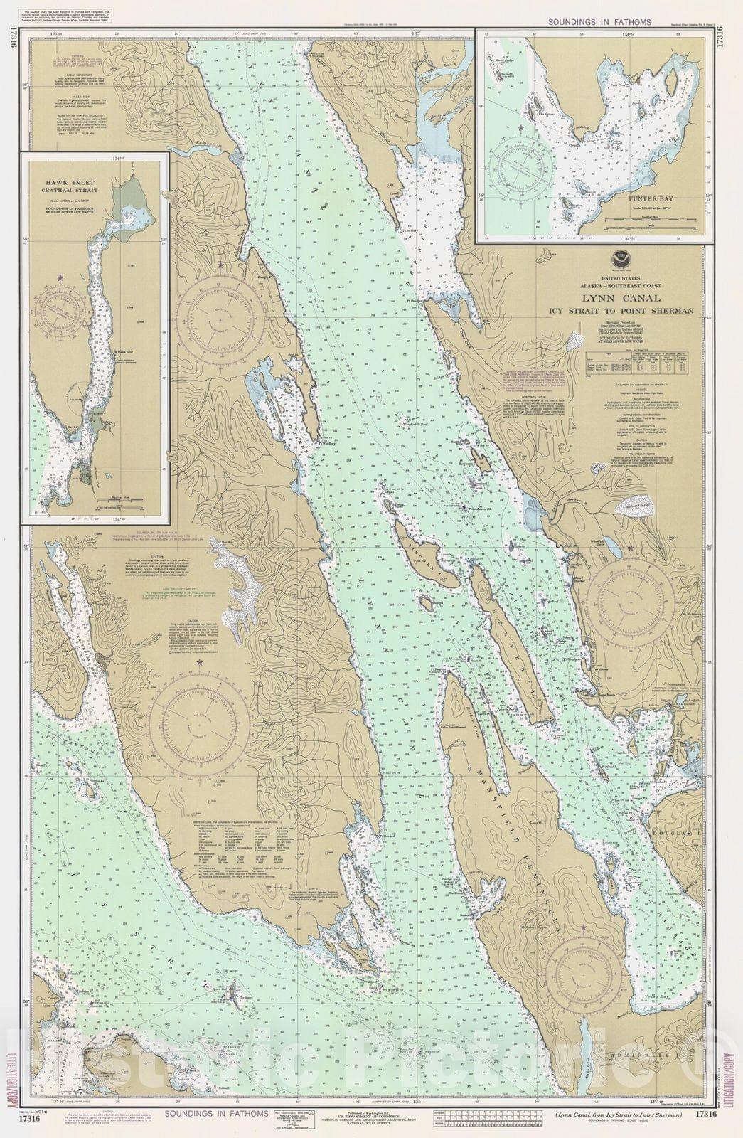 Historic Nautical Map - Lynn Canal Icy Strait To Point Sherman, AK, 19 ...