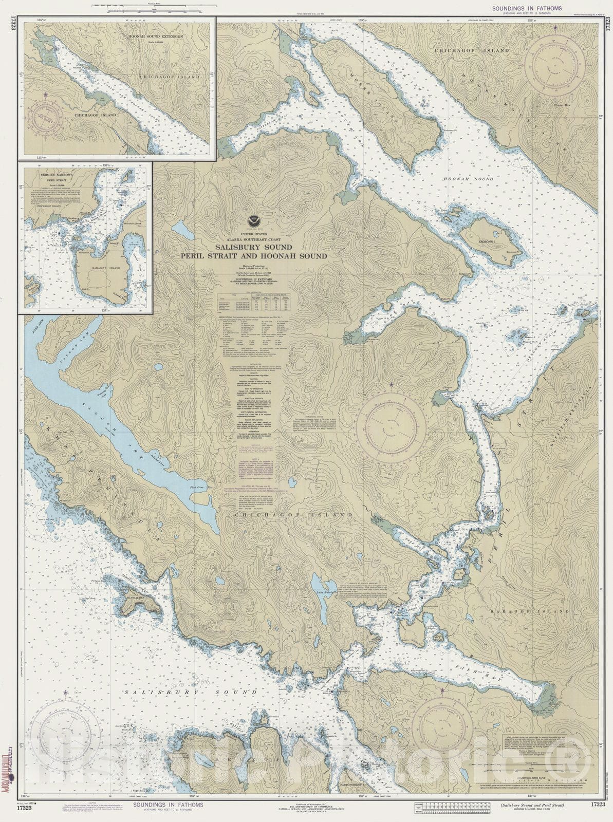 Historic Nautical Map - Salisbury Sound And Peril Strait, AK, 1989 NOA ...