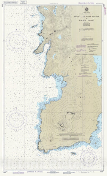 Historic Nautical Map - South And West Coast Of Kruzof Island, AK, 199 ...