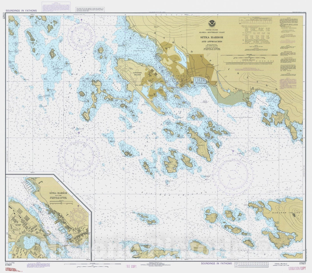 Historic Nautical Map - Sitka Harbor, AK, 1983 NOAA Chart - Vintage Wa ...