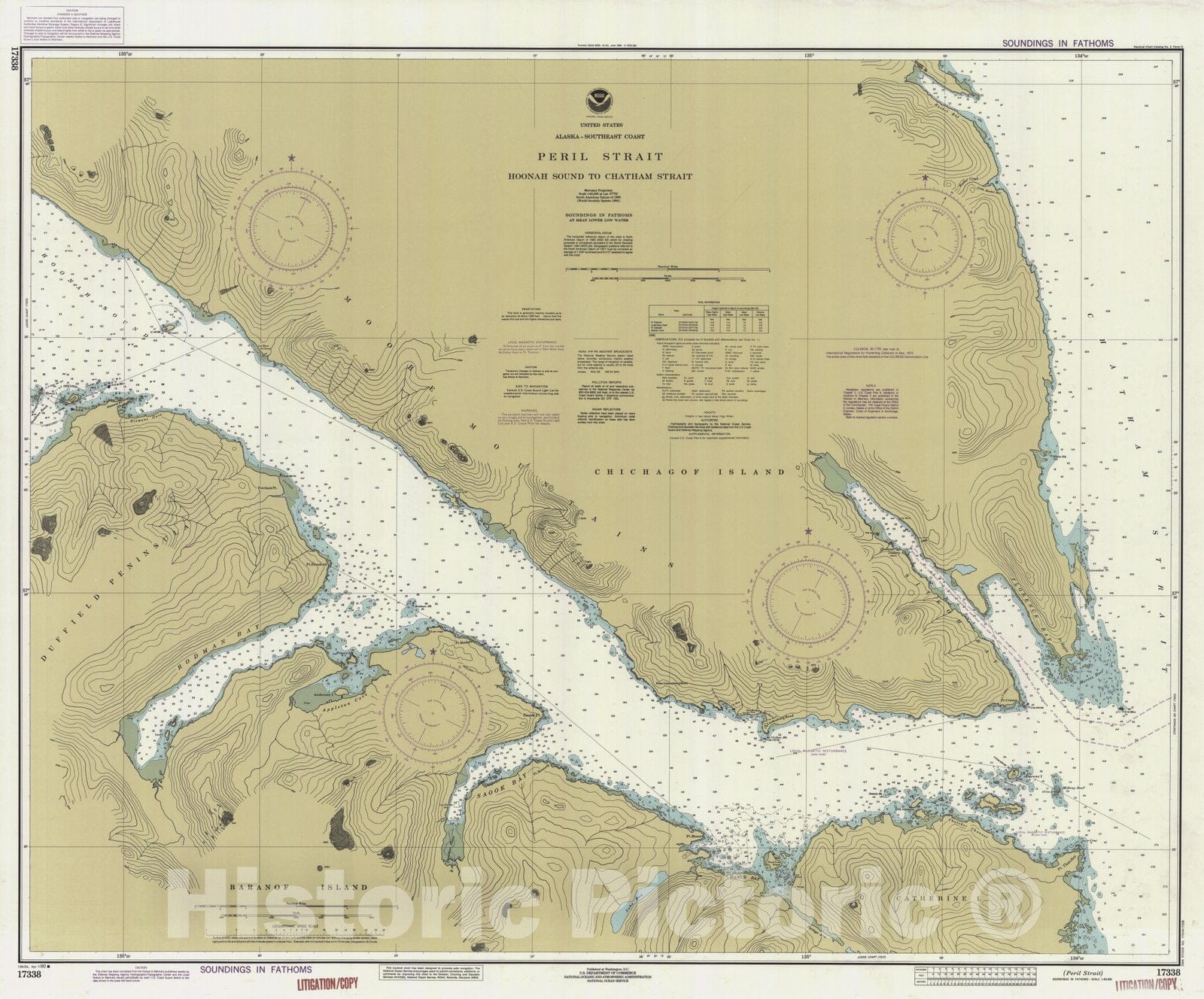 Historic Nautical Map - Peril Strait, AK, 1990 NOAA Chart - Vintage Wa ...