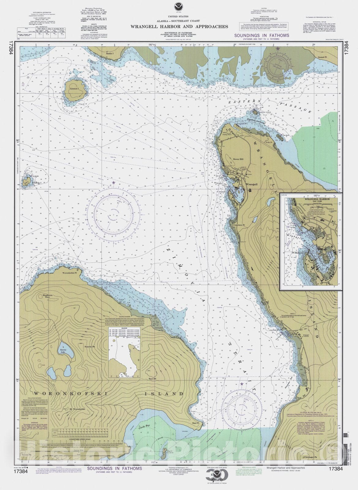 Historic Nautical Map - Wrangell Harbor And Approaches, AK, 2000 NOAA ...