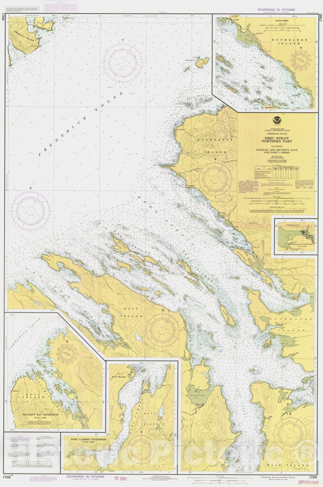 Historic Nautical Map - Frederick Sound And Keku Strait, AK, 1983 NOAA ...