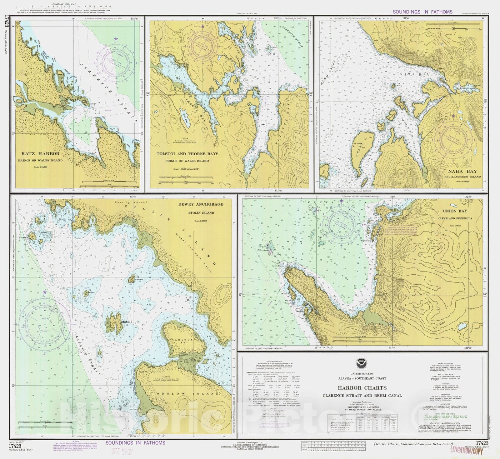 Historic Nautical Map - Harbor Charts Clarence Strait And Behm Canal ...