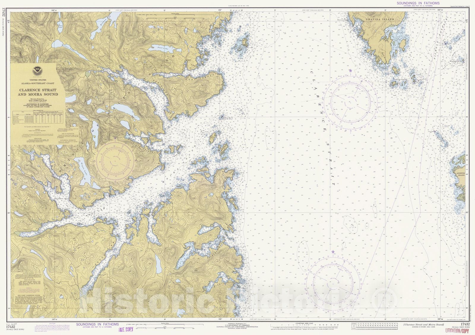 Historic Nautical Map - Clarence Strait And Moira Sound, AK, 1977 NOAA ...
