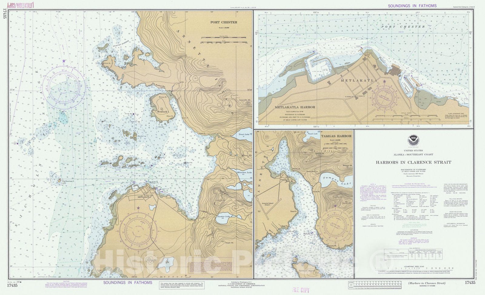 Historic Nautical Map - Harbors In Clarence Strait, AK, 1983 NOAA Char ...