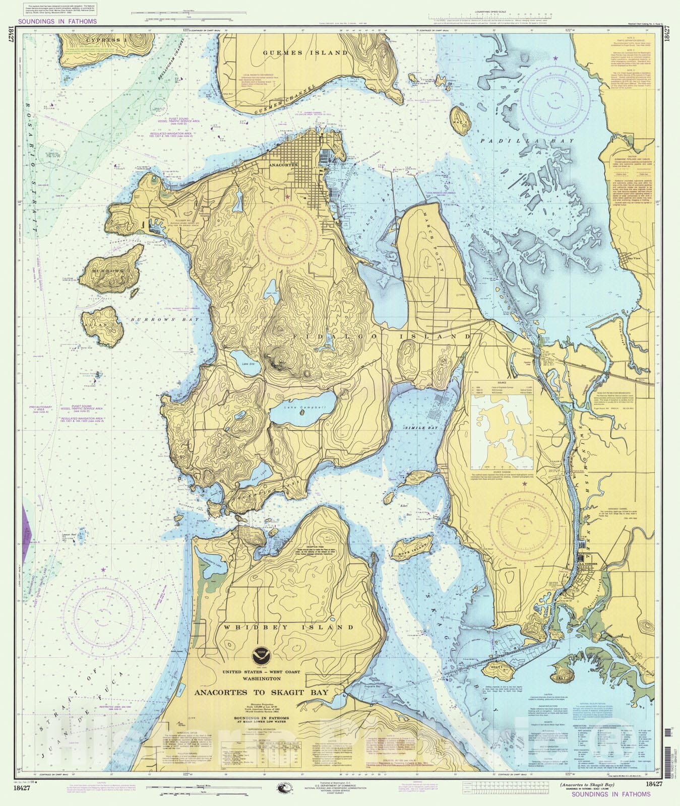Historic Nautical Map - Anacortes To Skagit Bay, WA, 1998 NOAA Chart ...