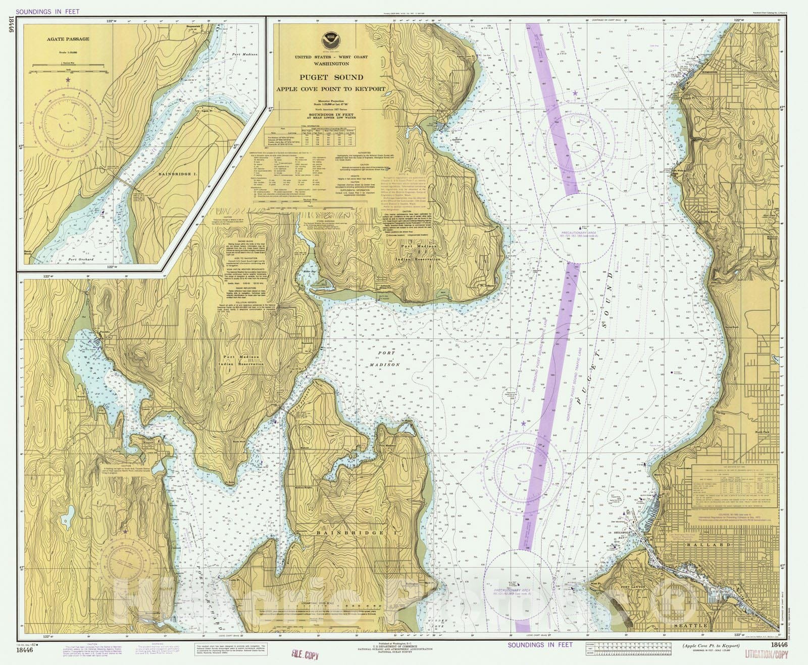 Historic Nautical Map - Apple Cove Pt To Keyport, WA, 1982 NOAA Chart ...