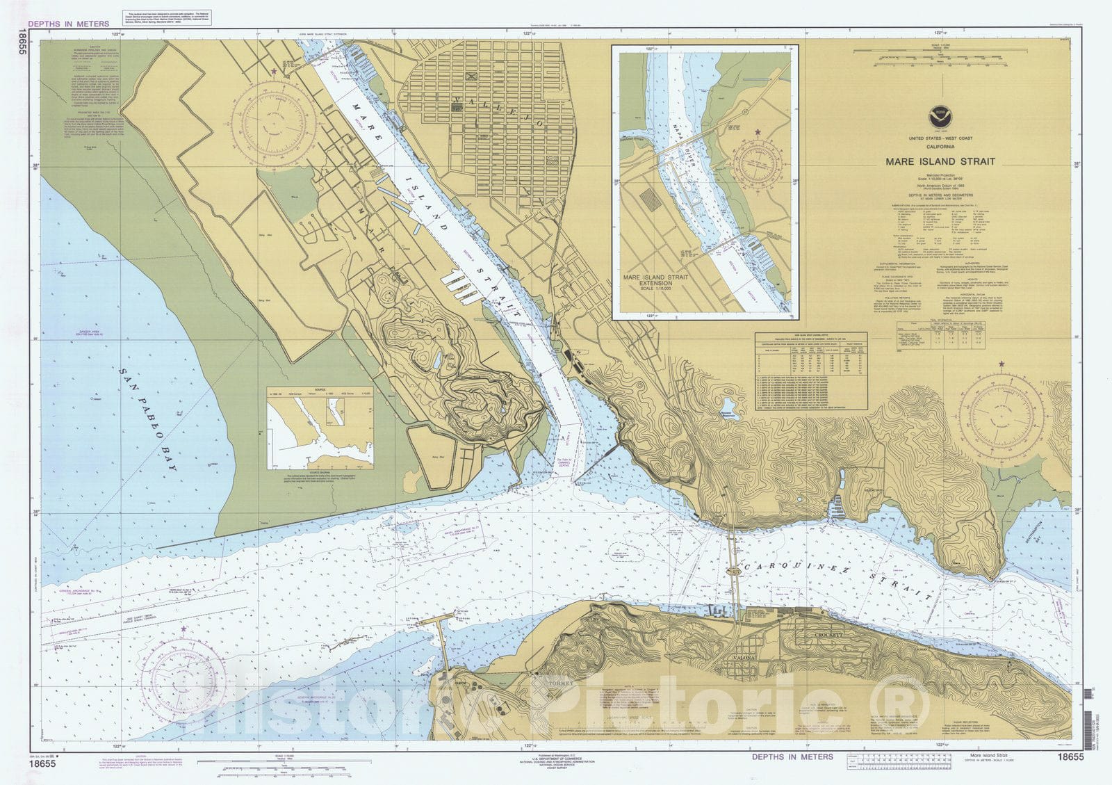 Historic Nautical Map - Mare Island Strait, CA, 1996 NOAA Chart - Vint ...