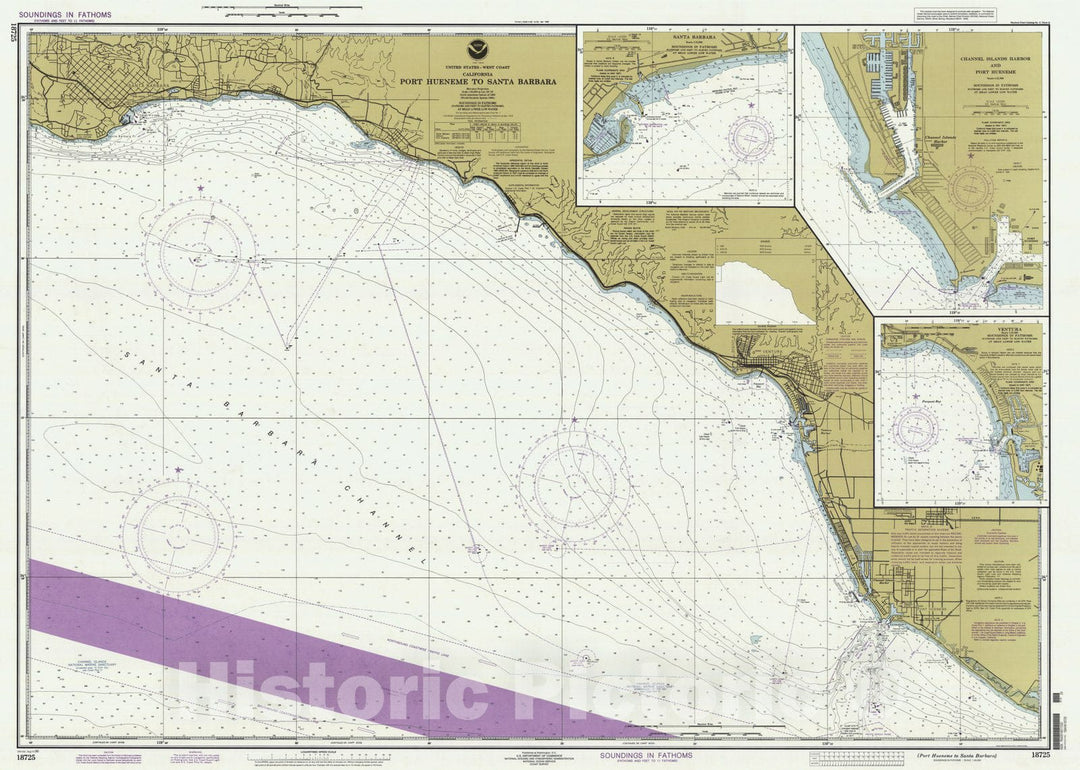 Historic Nautical Map - Port Hueneme To Santa Barbara, CA, 1996 NOAA C ...