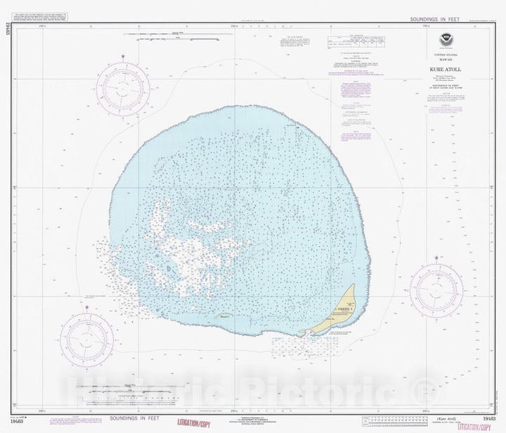 Historic Nautical Map - Kure Atoll, HI, 1990 NOAA Chart - Vintage Wall ...