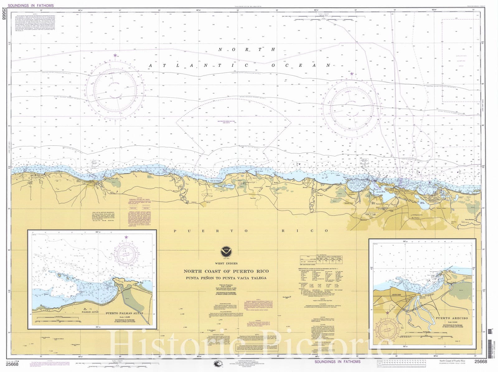 Historic Nautical Map - North Coast Of Puerto Rico, PR, 1998 NOAA Char ...