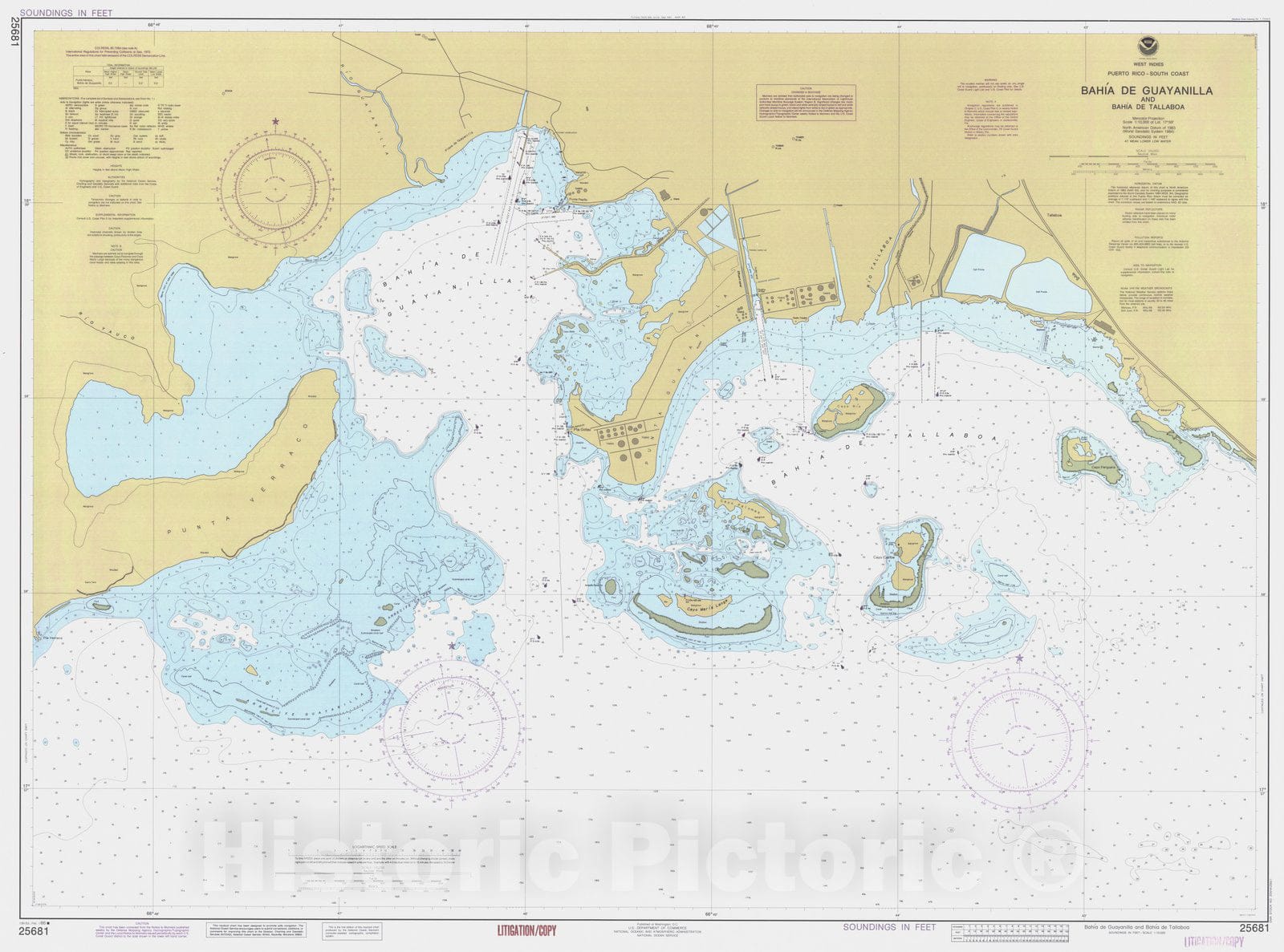 Historic Nautical Map - Bahia De Guayanilla And Bahia De Tallaboa, PR ...