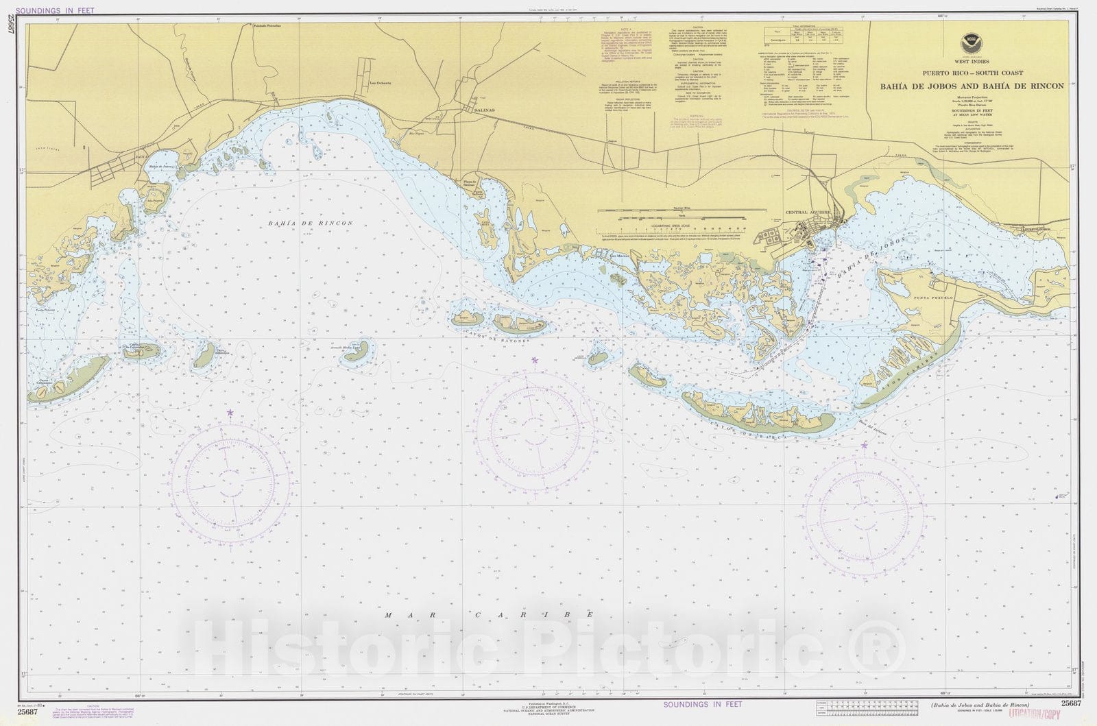 Historic Nautical Map - Bahia De Jobos And Bahia De Rincon, PR, 1980 N ...
