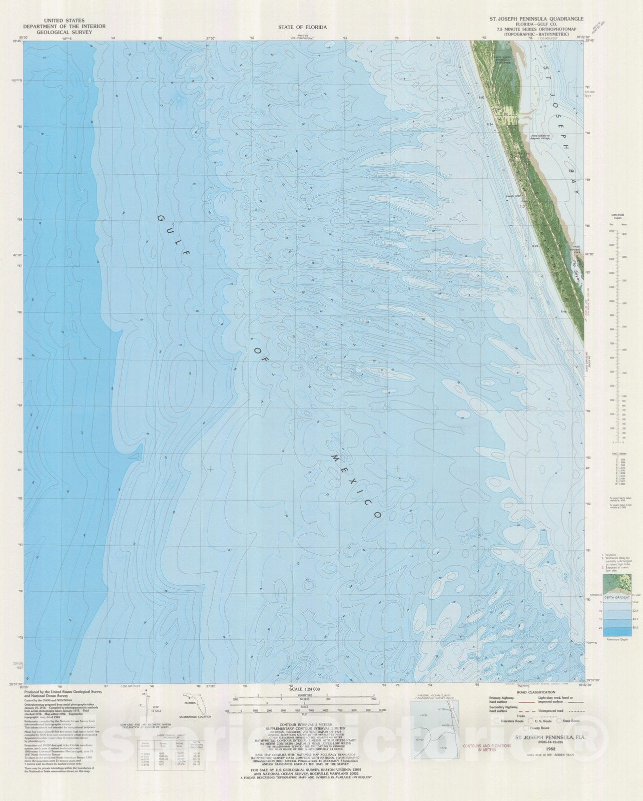 Historic Nautical Map - St Joseph Peninsula, FL, 1982 NOAA Topographic ...