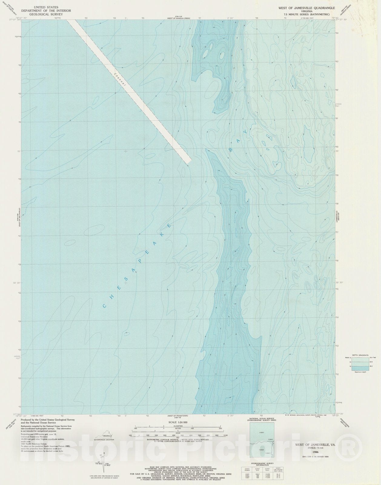 Historic Nautical Map - West Of Jamesville Va, VA, 1986 NOAA Topograph ...