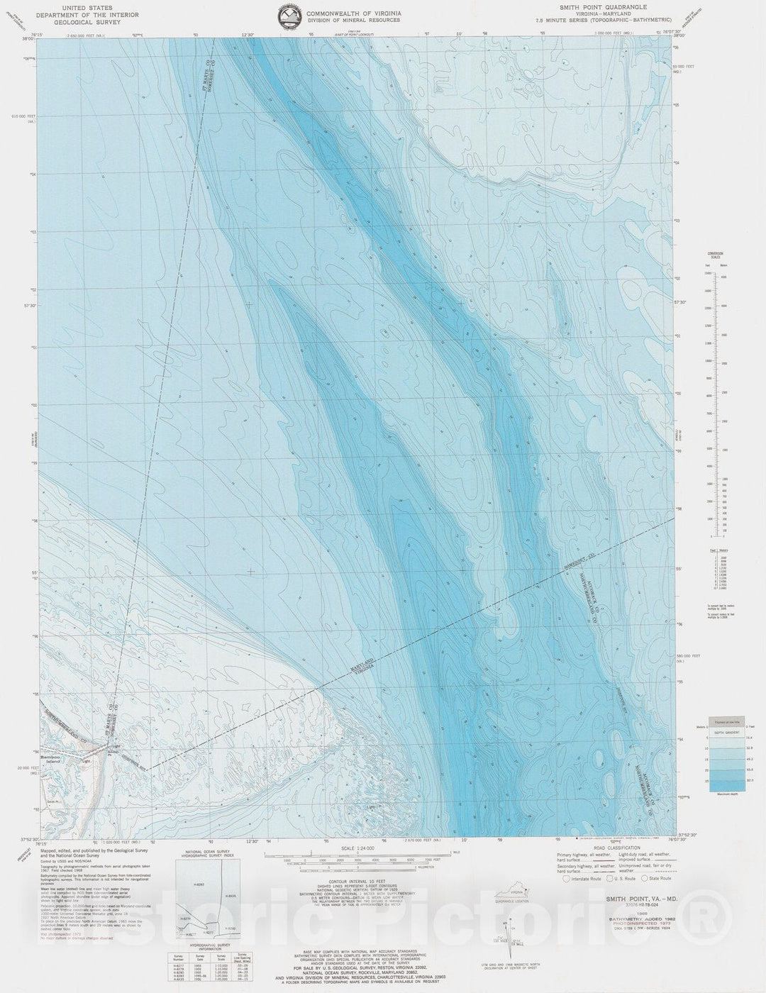 Historic Nautical Map - Smith Point Va Md, MD, VA, 1968 NOAA Topograph ...