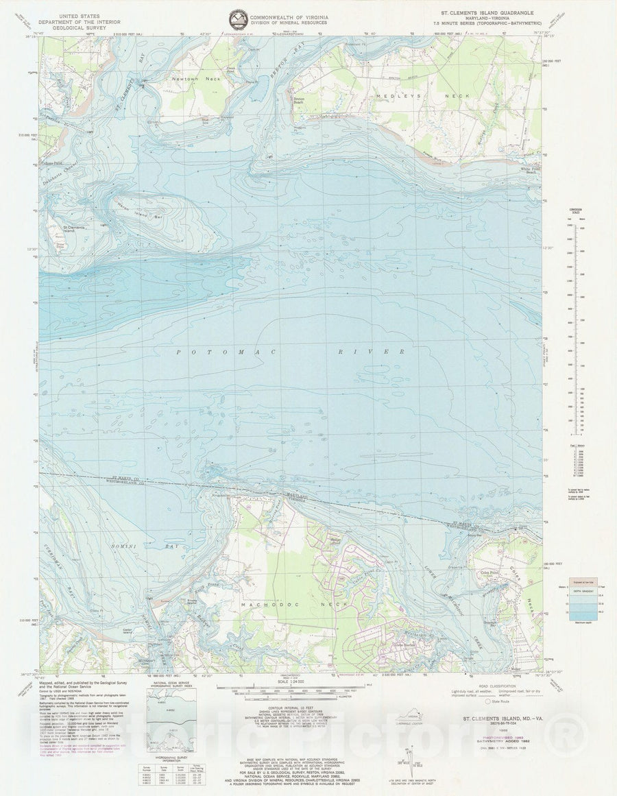 Historic Nautical Map - St Clements Island Md Va, MD, VA, 1983 NOAA To ...