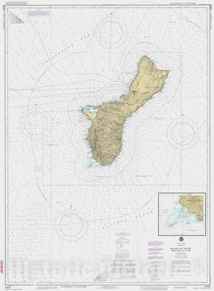 Historic Nautical Map - Island Of Guam, GU, 1989 NOAA Chart - Vintage ...