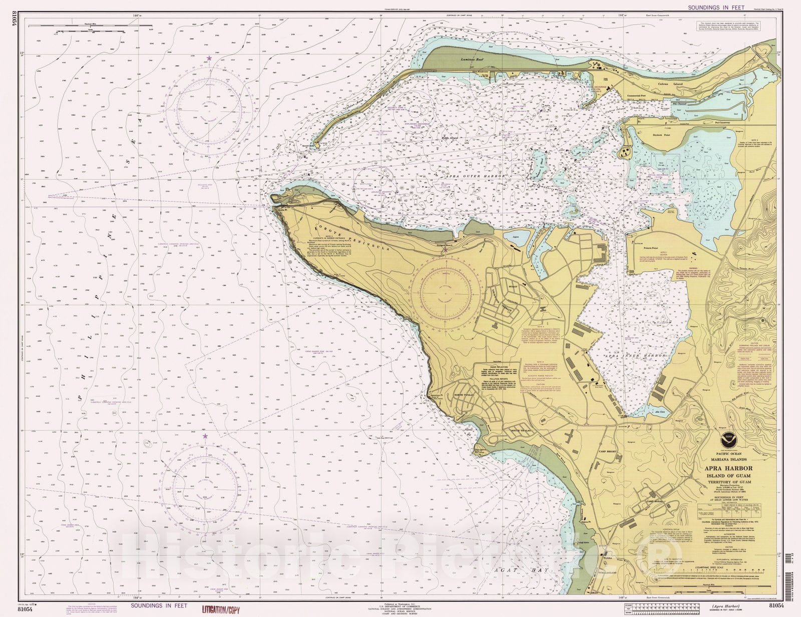 Historic Nautical Map - Apra Harbor, GU, 1993 NOAA Chart - Vintage Wal ...