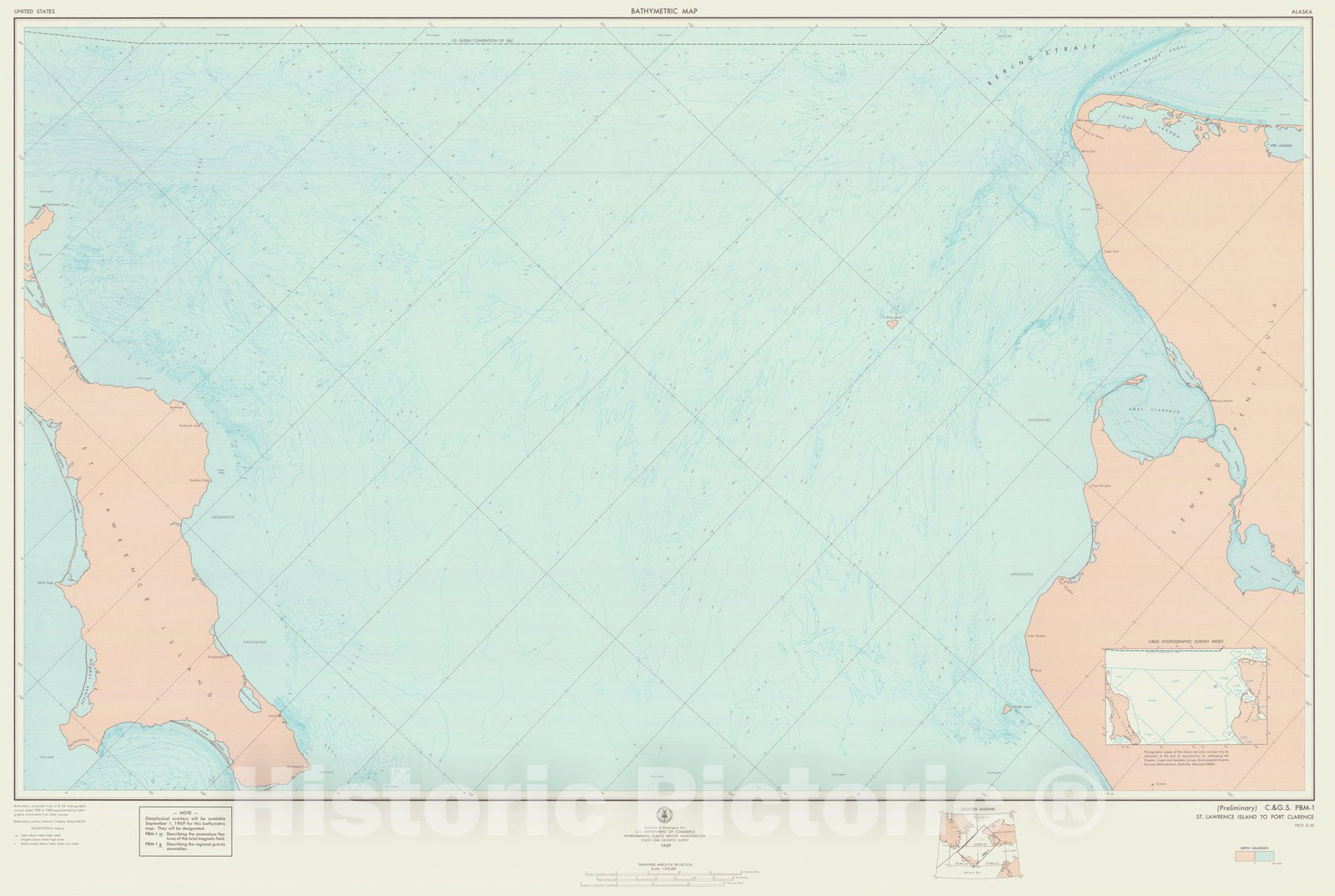 Historic Nautical Map - St Lawrence Island To Port Clarence, AK, 1969 ...