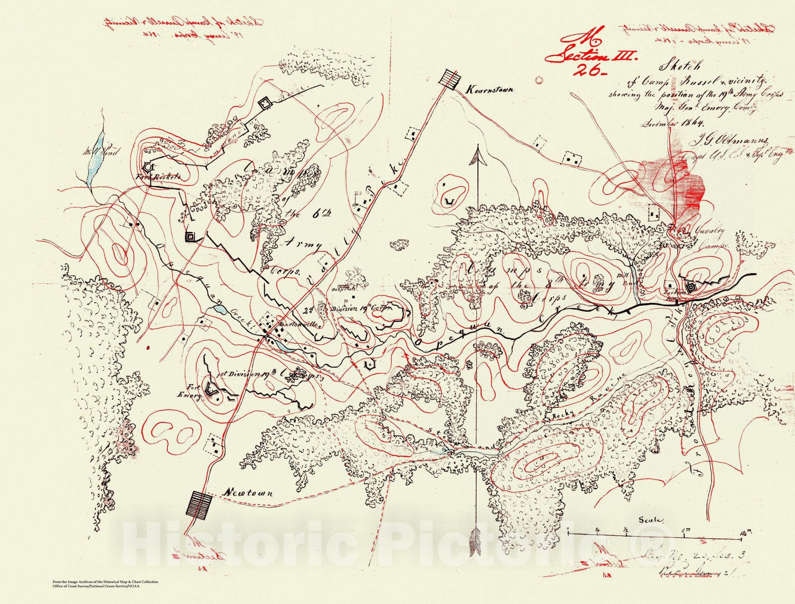 Historic Nautical Map - Sketch Of Camp Russel And Vicinity, VA, 1864 C ...