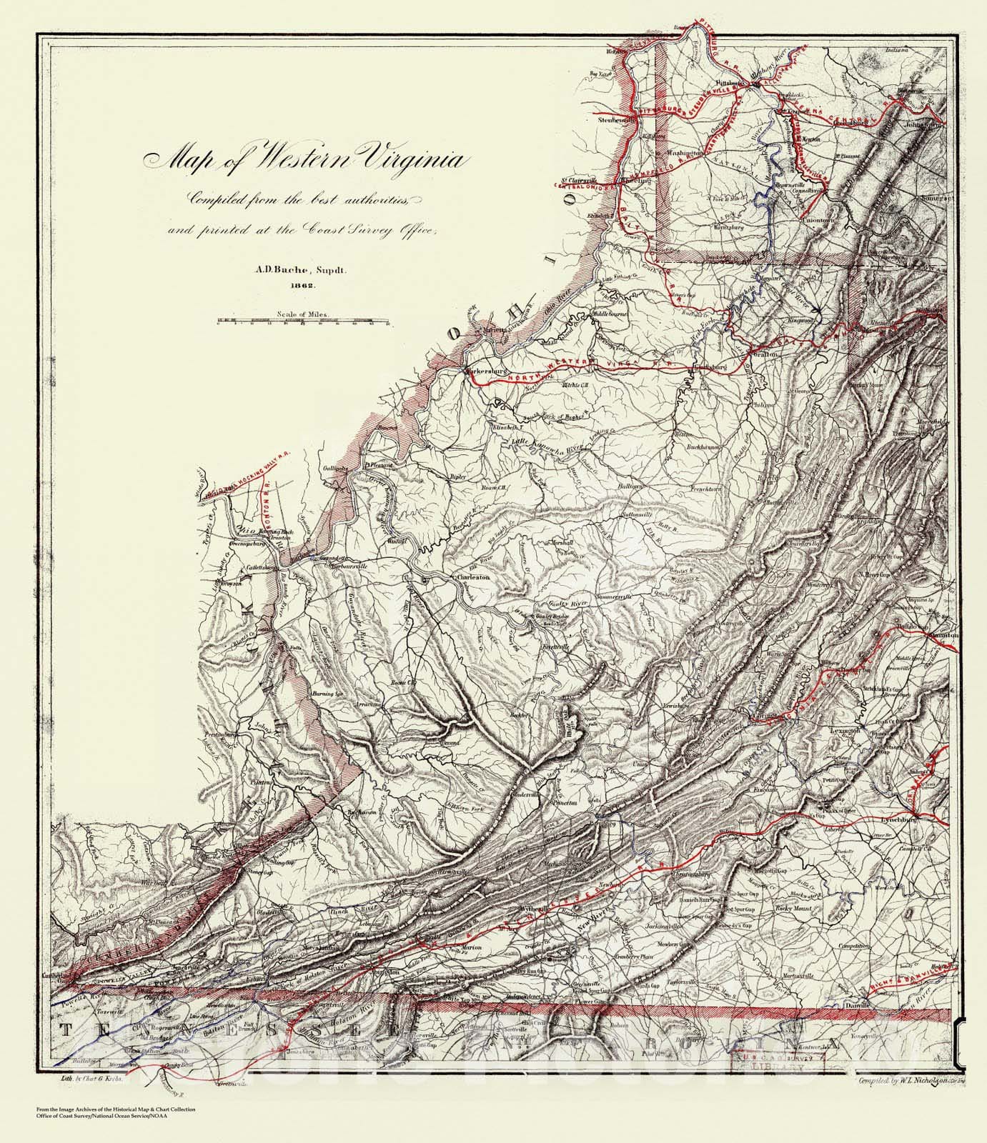 Historic Nautical Map - Map Of Western Virginia, VA, 1862 Civil War Hi ...