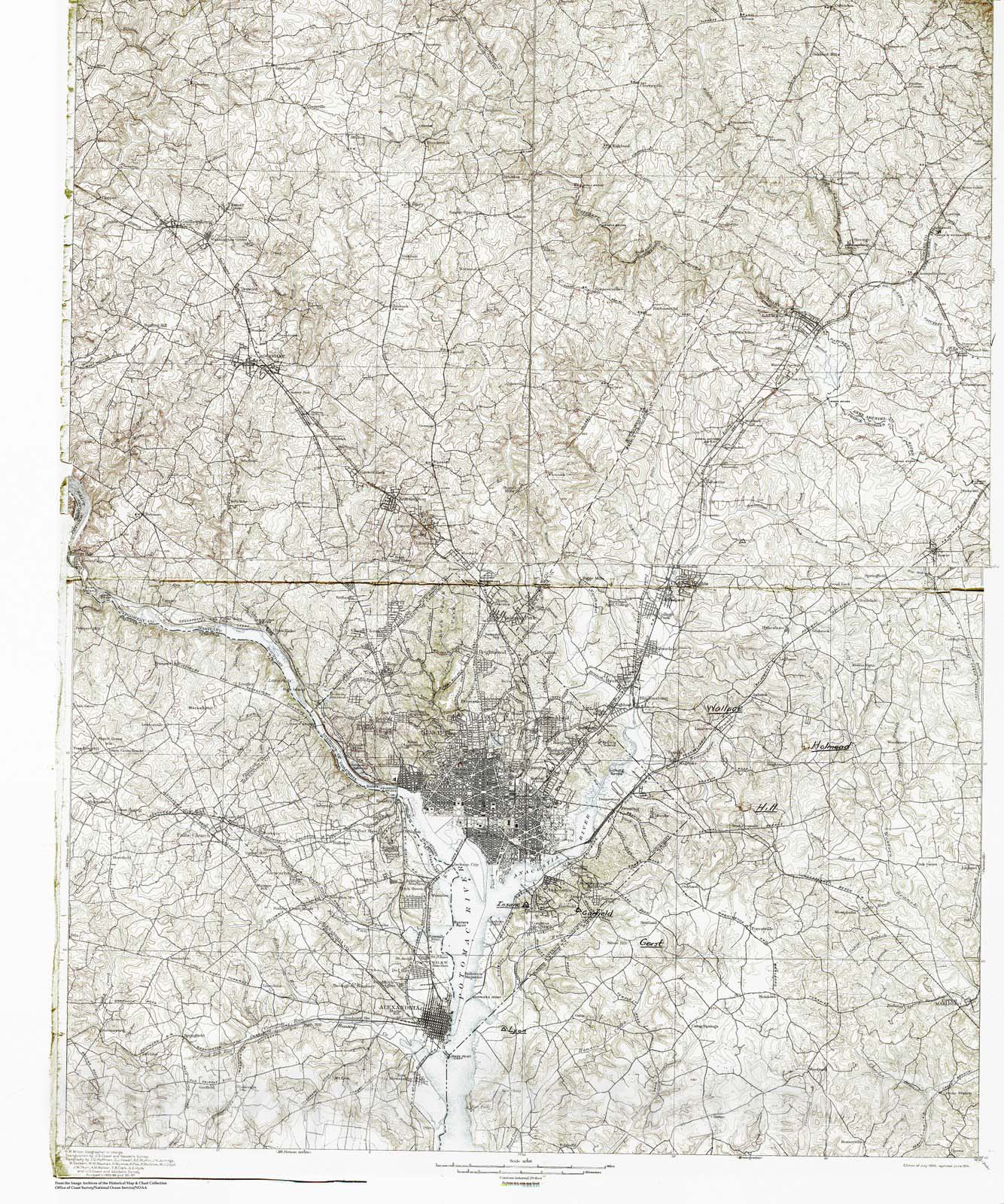 Historic Nautical Map - Topographic Quad Of Dc And Rockville, DC, MD ...