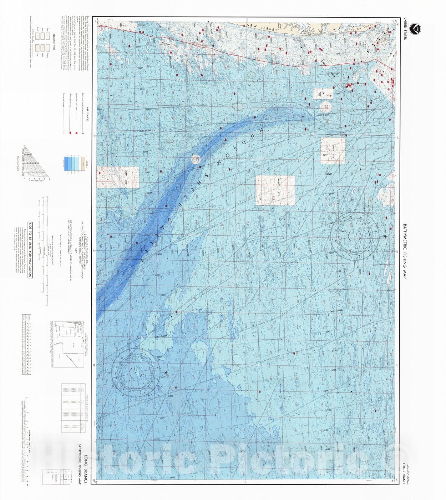Historic Nautical Map - Long Branch, NJ, 1989 NOAA Bathymetric Map-Fis ...