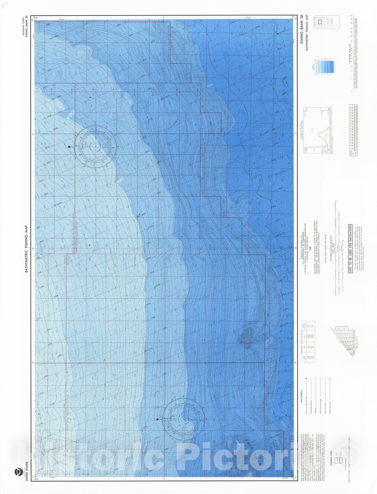 Historic Nautical Map - Ewing Bank S.E, USA, 1987 NOAA Bathymetric Map ...