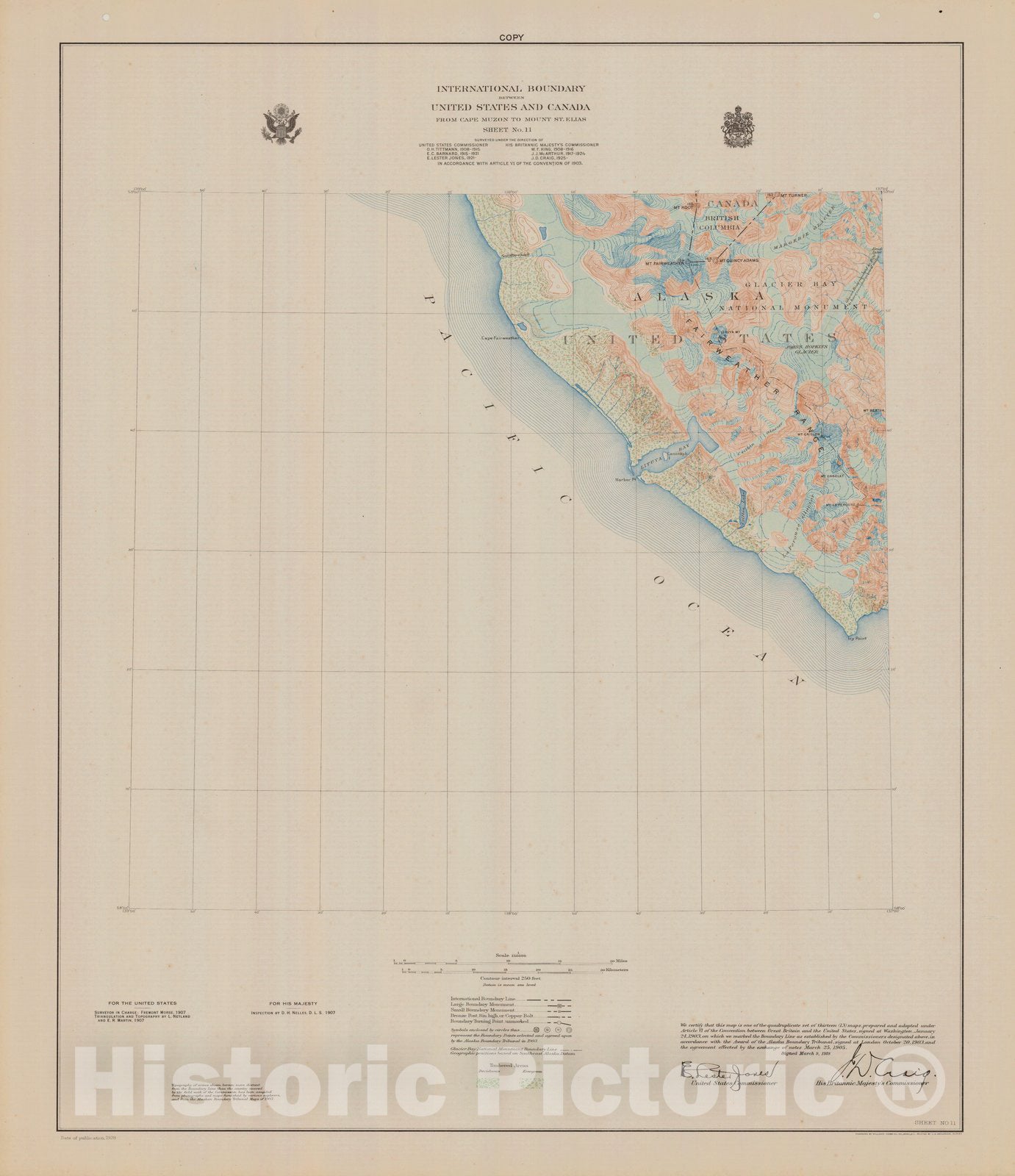 Historic Nautical Map - International Boundary, From Cape Muzon To Mou ...
