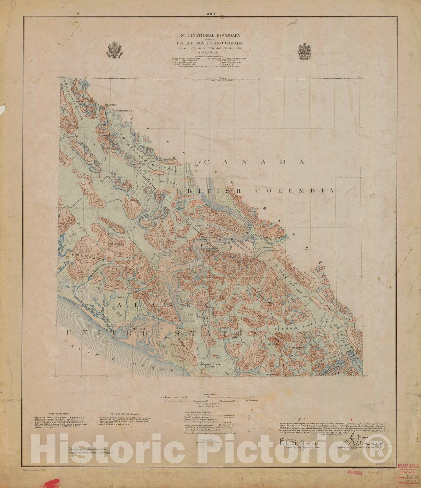 Historic Nautical Map - International Boundary, From Cape Muzon To Mou ...