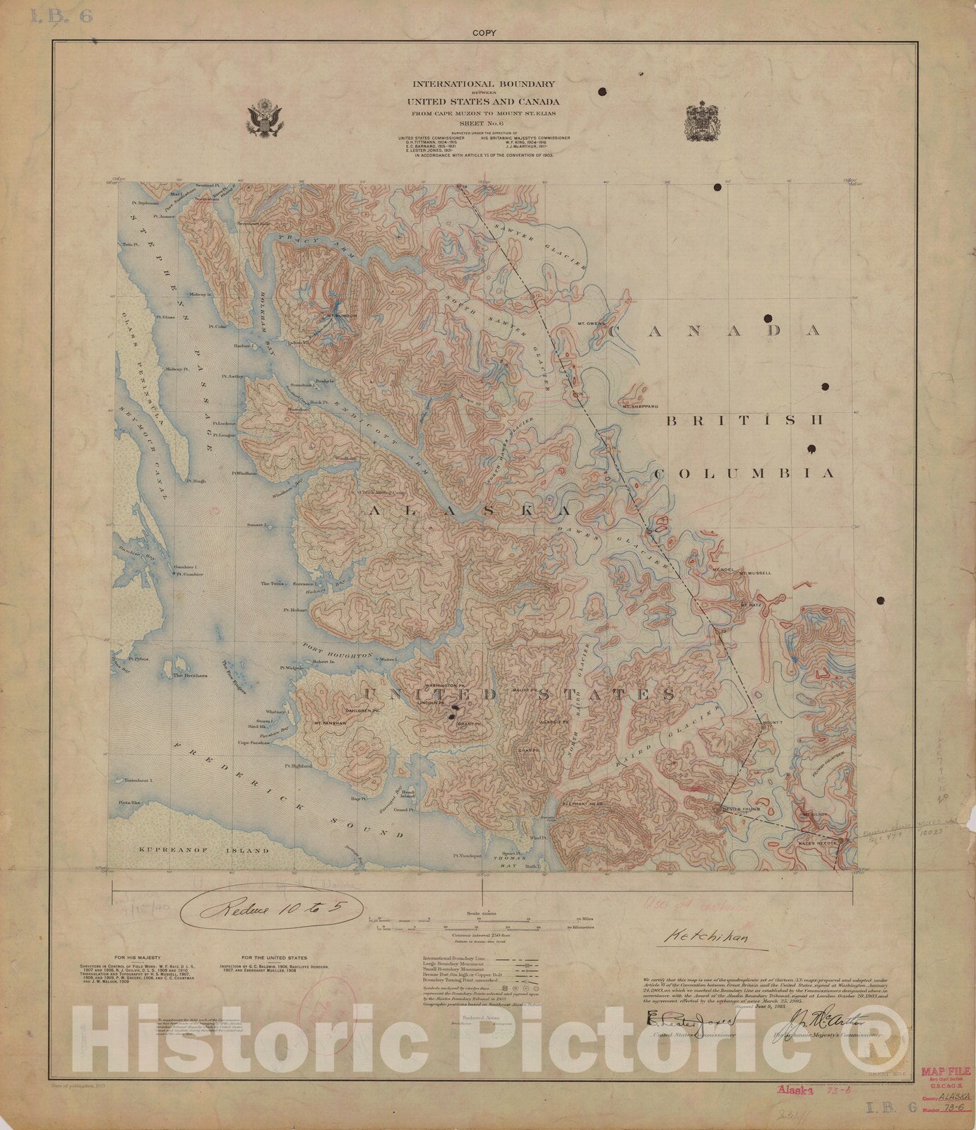 Historic Nautical Map - International Boundary, From Cape Muzon To Mou ...