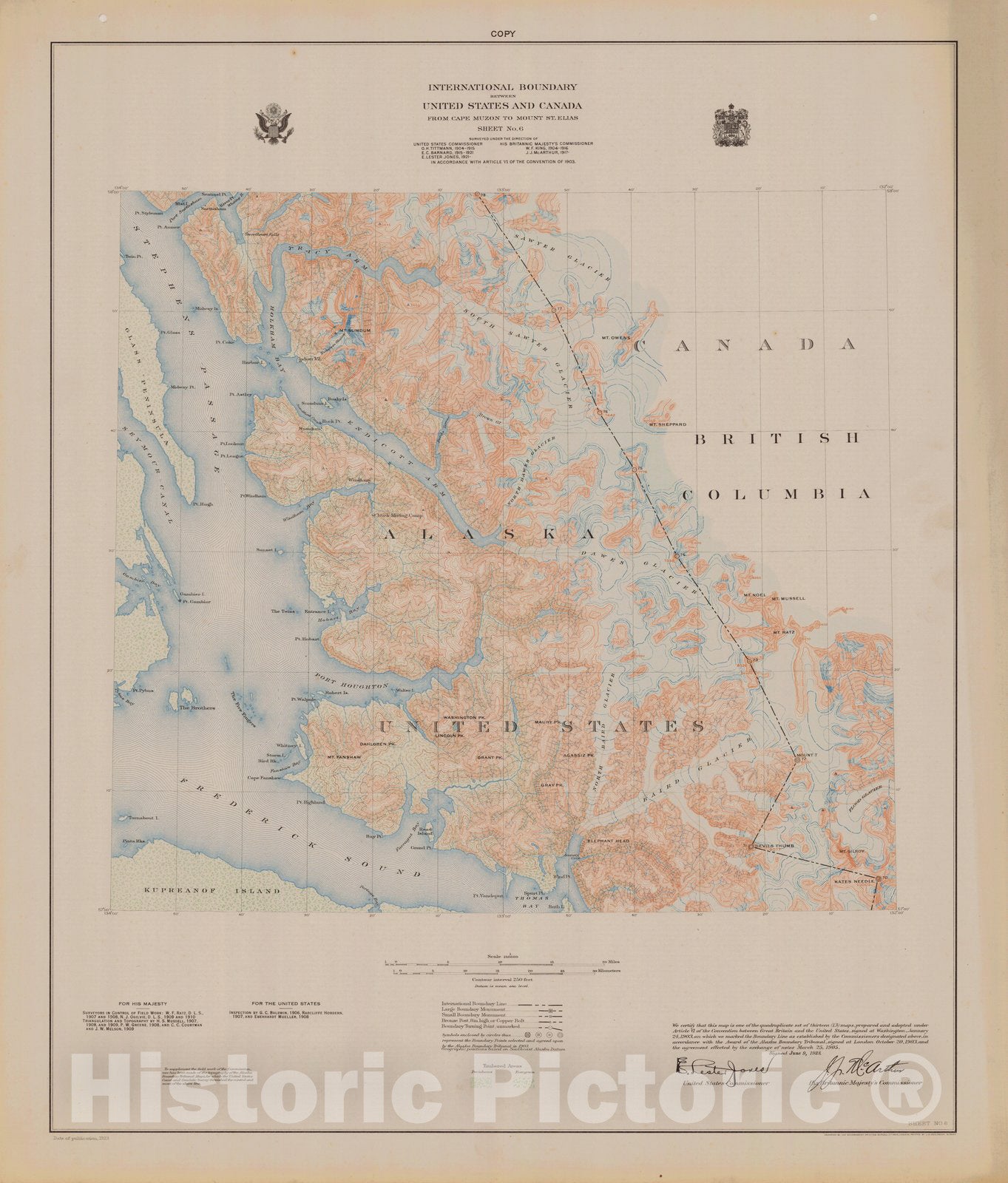 Historic Nautical Map - International Boundary, From Cape Muzon To Mou ...