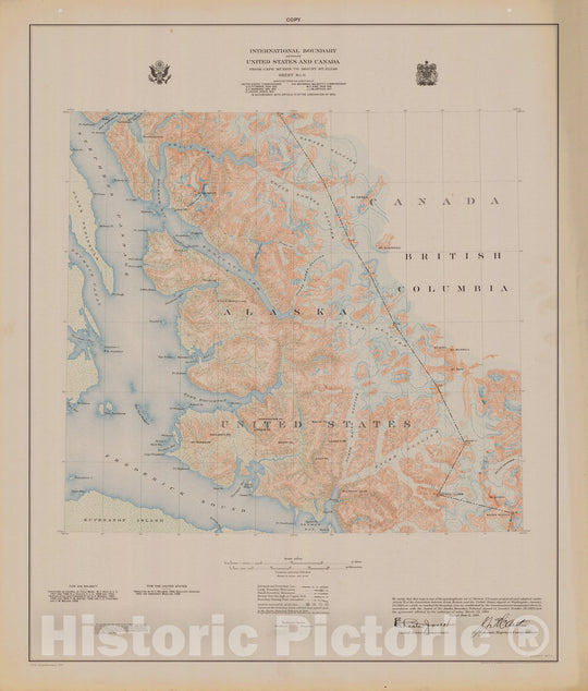 Historic Nautical Map - International Boundary, From Cape Muzon To Mou ...