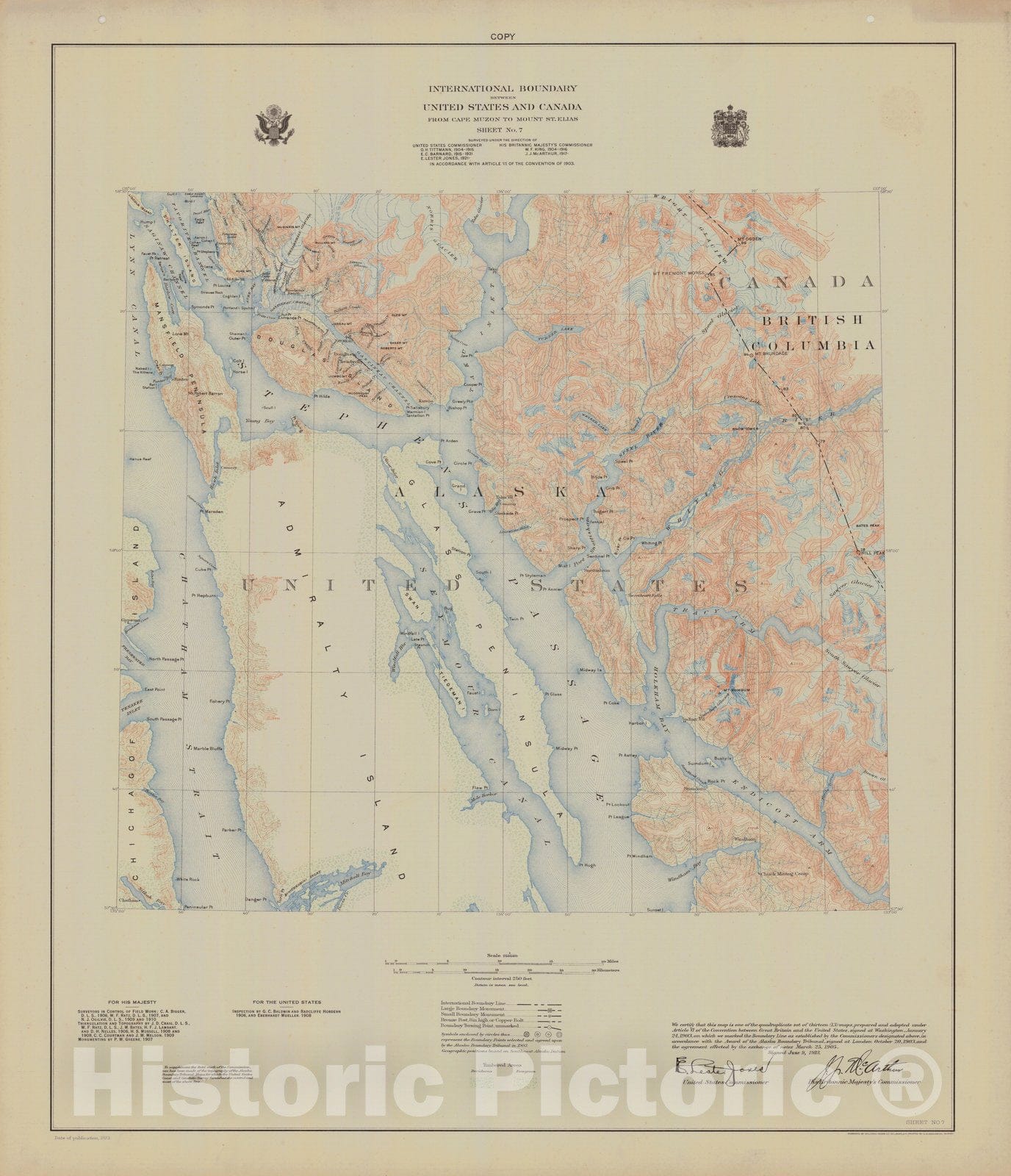 Historic Nautical Map - International Boundary, From Cape Muzon To Mou ...