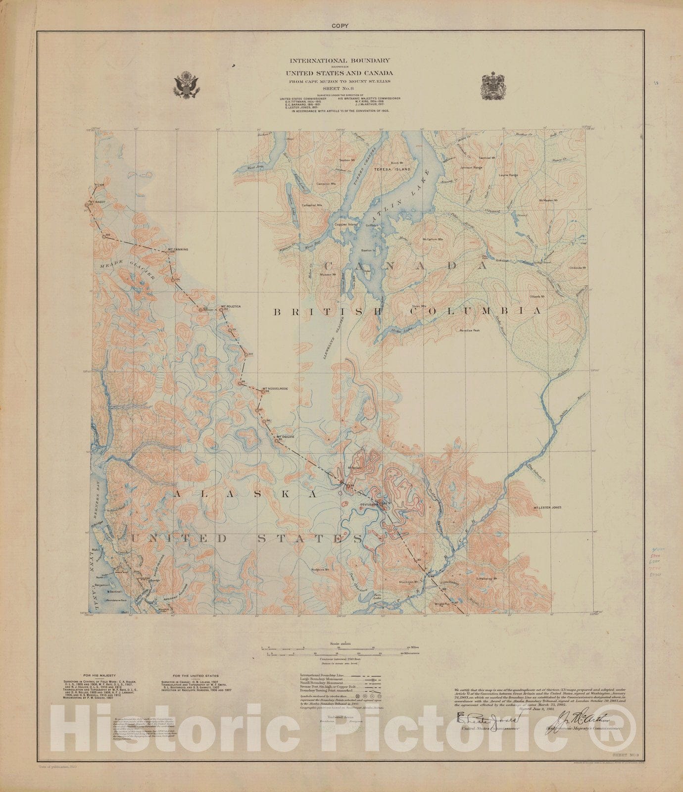 Historic Nautical Map - International Boundary, From Cape Muzon To Mou ...