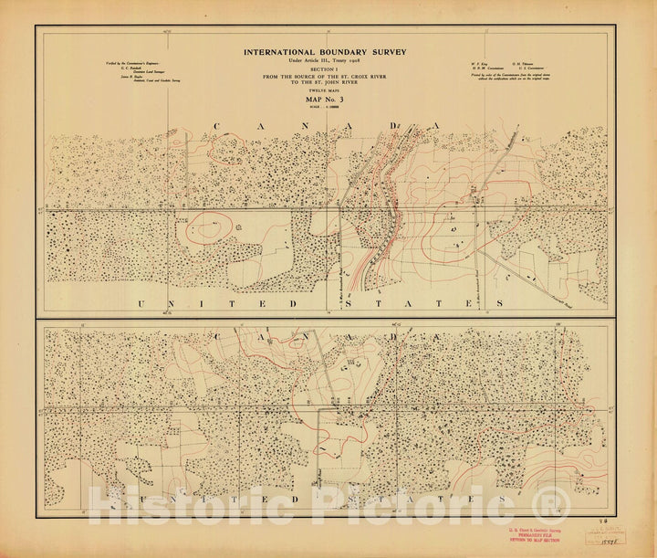 Historic Nautical Map - International Boundary, From The Source Of The ...