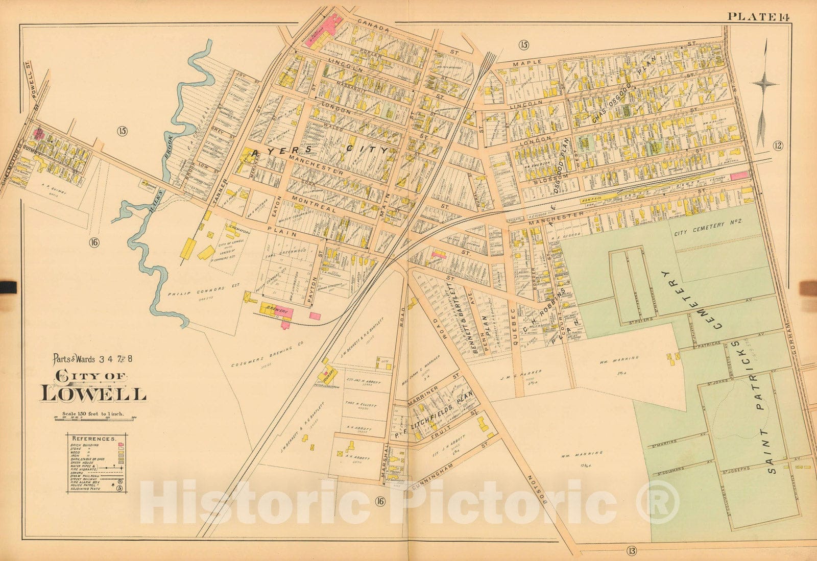 Historic Map : Atlas City of Lowell, 1896 Plate 014 , Vintage Wall Art ...