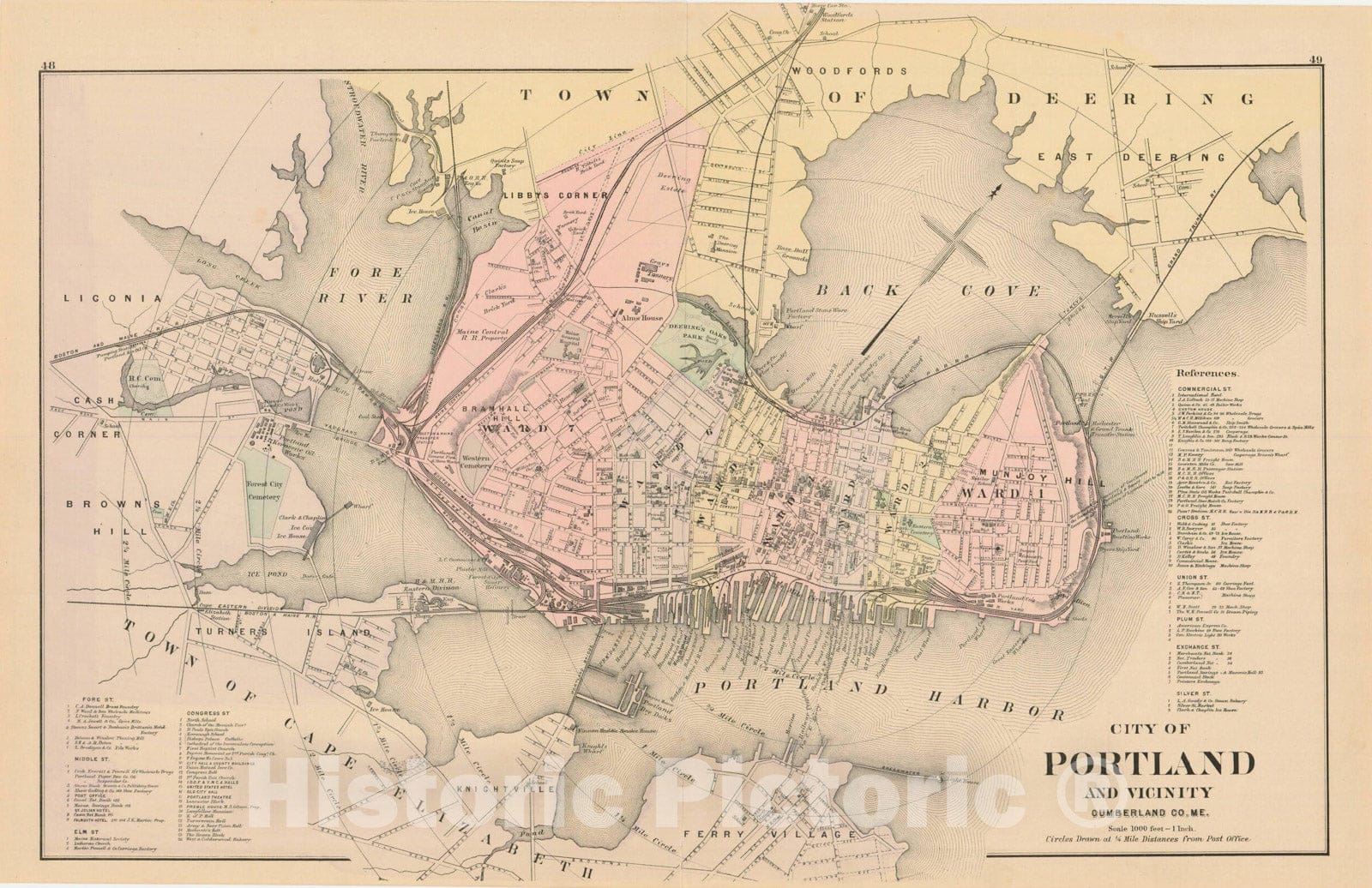 Historic Map : Atlas of Maine, Portland 1885 , Vintage Wall Art ...