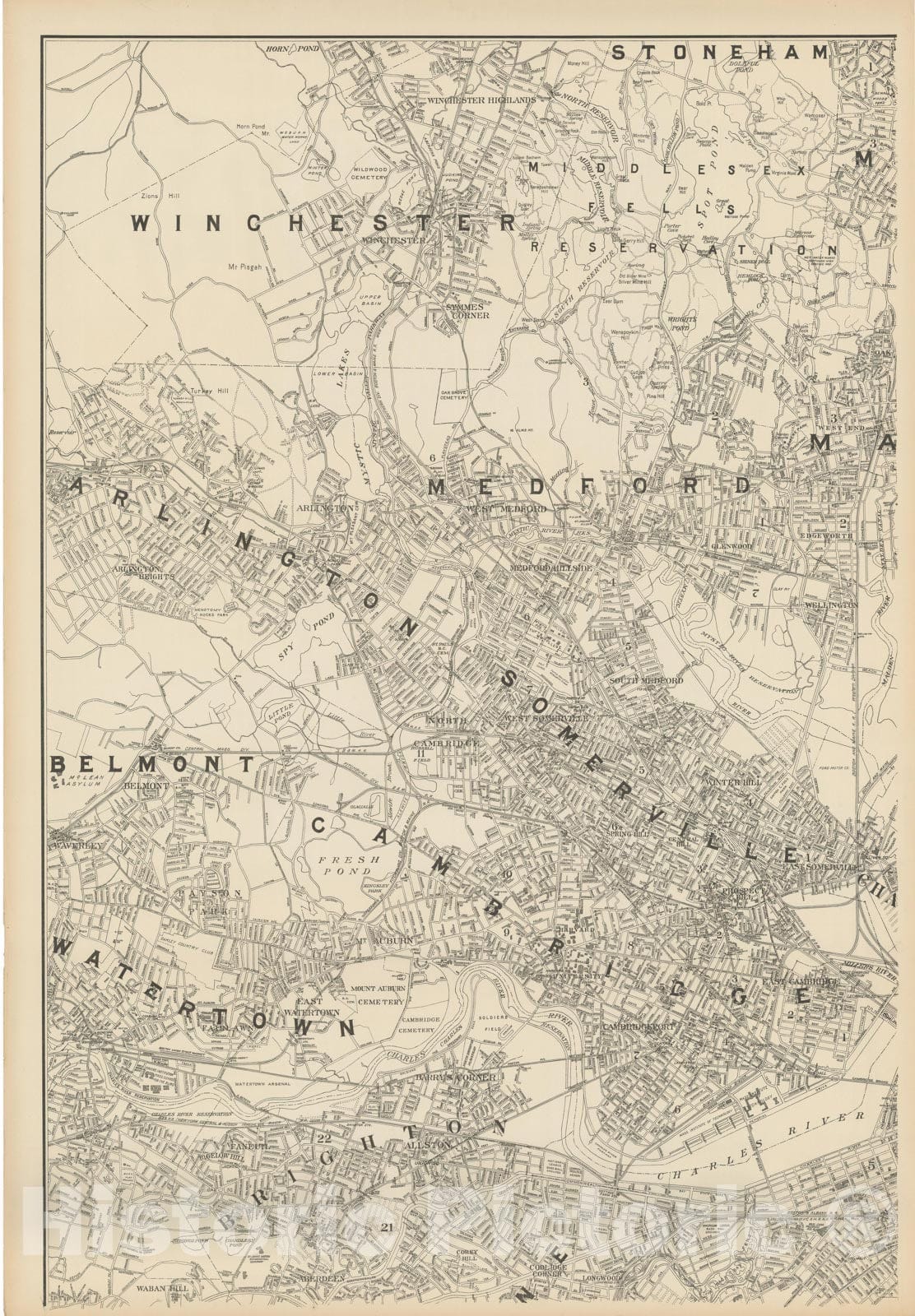 Historic Map : Map of Boston & Suburbs - NW Quad - 1900 , Northeast U ...