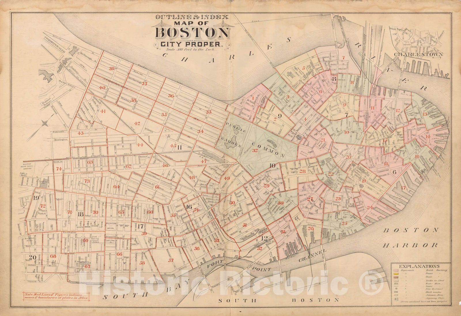 Historic Map : Atlas City of Boston, City Proper, Vol. I, Boston 1888 ...