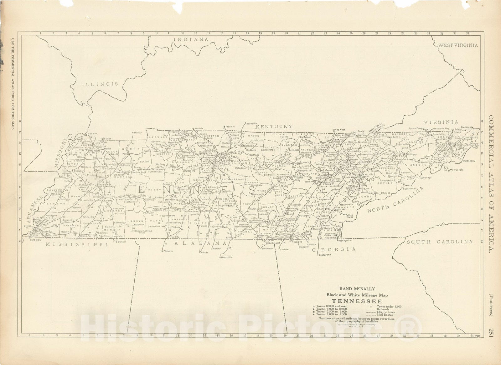Historic Map : Tennessee 1925 , v2, Vintage Wall Art – Historic Pictoric