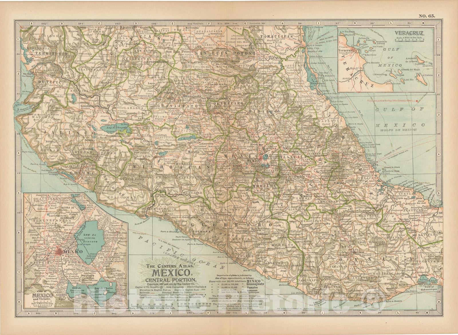 Historic Map : Mexico 1914 , Century Atlas of the World, v2, Vintage W ...