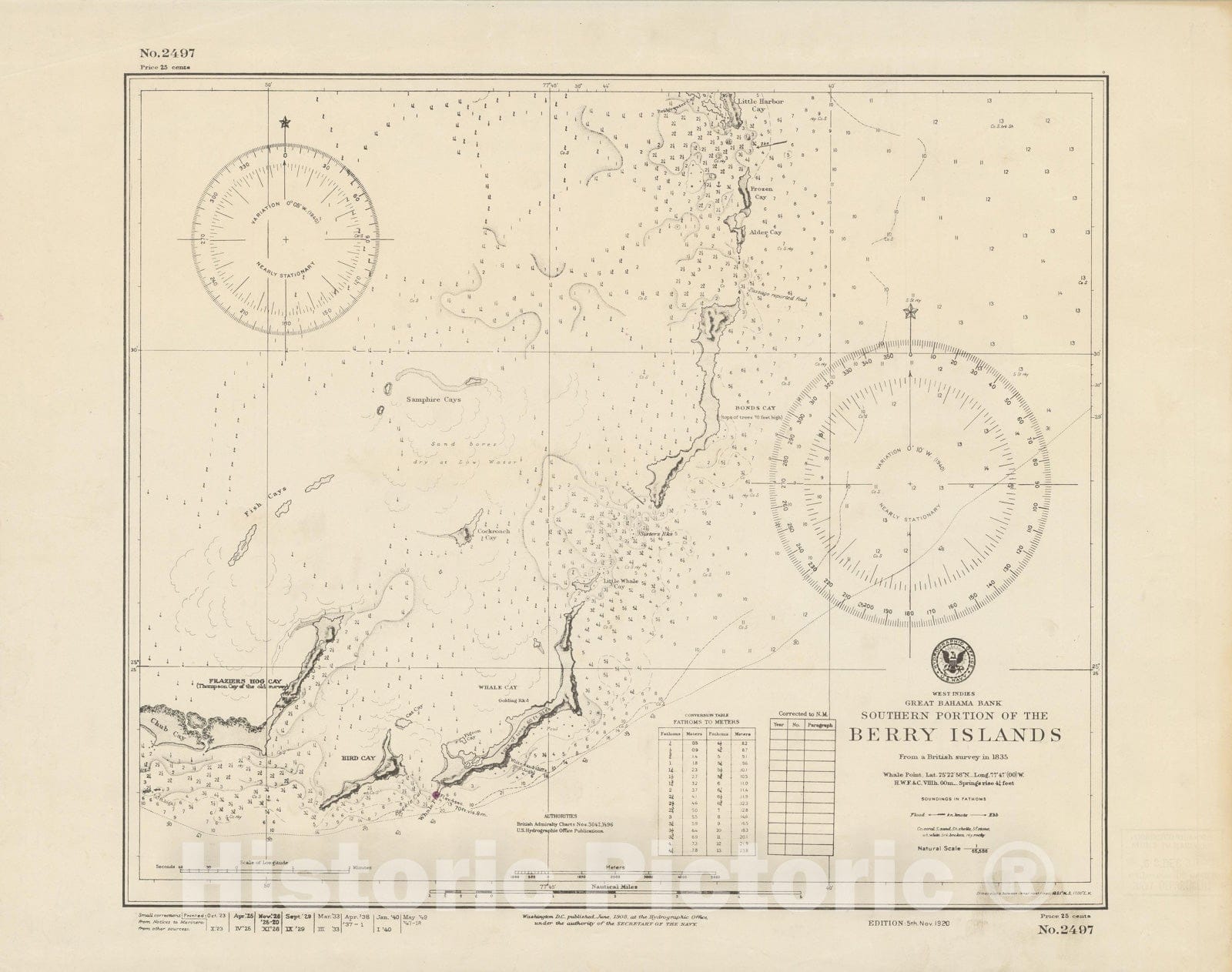 Historic Map : Coastal Charts - Great Bahama Bank: S. Portion of the B ...