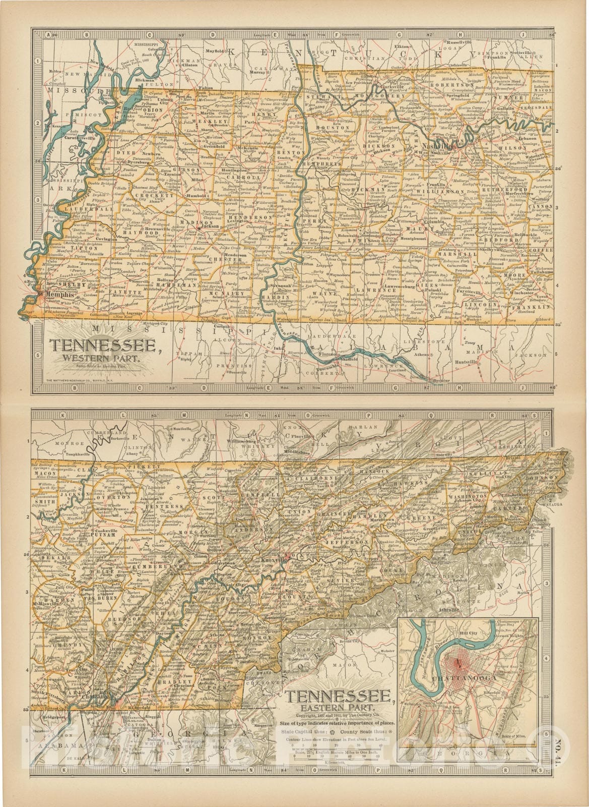 Historic Map : Tennessee 1914 , Century Atlas of the World, Vintage Wa ...